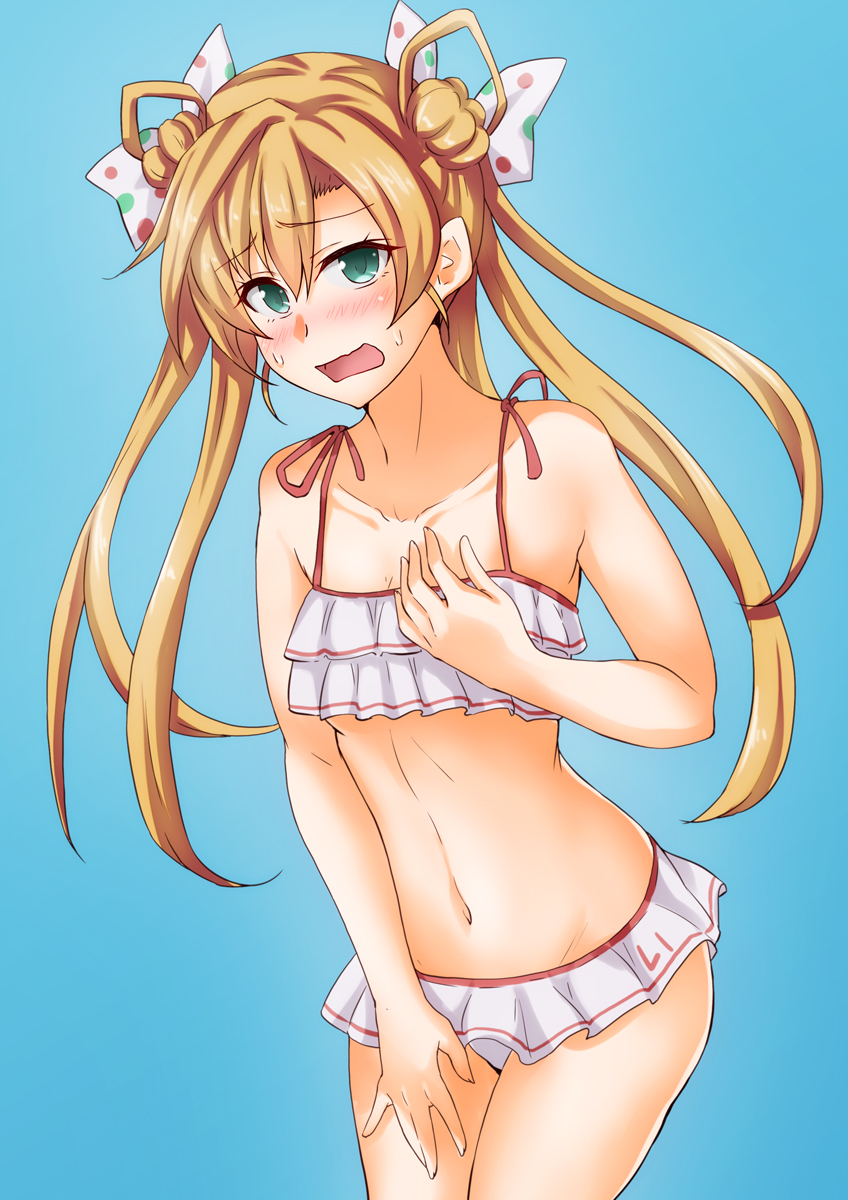Safebooru - 1girl abukuma (kantai collection) anti (untea9) bangs bikini bikini skirt blonde ...