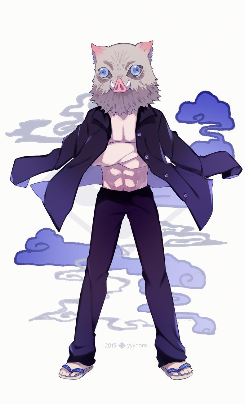 Safebooru - 1boy 2019 abs artist name black jacket black pants blue ...