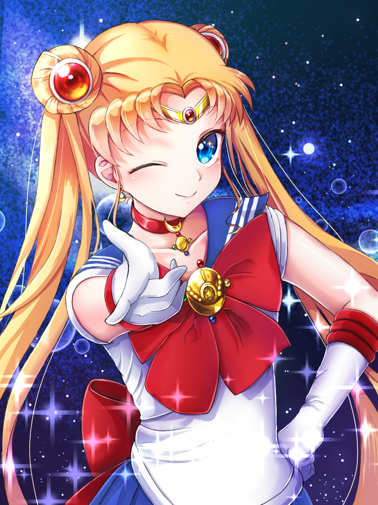 Safebooru - 1girl ;) bishoujo senshi sailor moon black neckwear blonde hair blue eyes blue ...