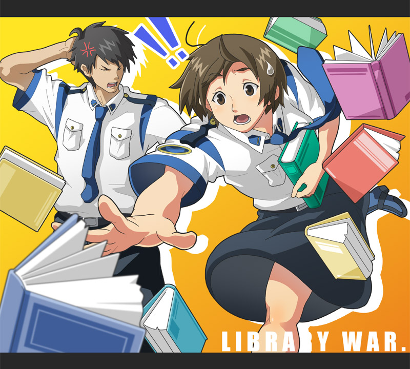 Safebooru - ahoge angry book brown eyes brown hair dojo atsushi ...