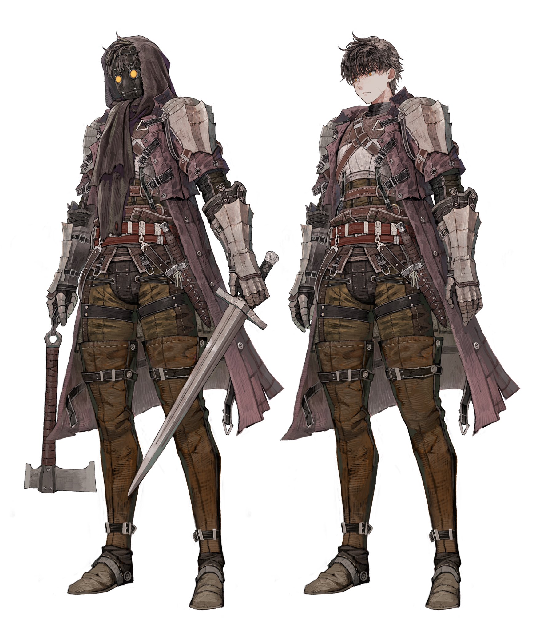 Safebooru - 1boy armor axe bangs belt black hair cloak executioner ...