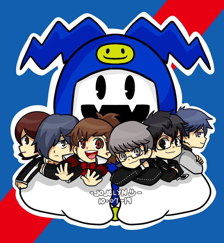 Safebooru - 00s 10s 1girl 1other 5boys 90s amamiya ren atlus chibi face ...