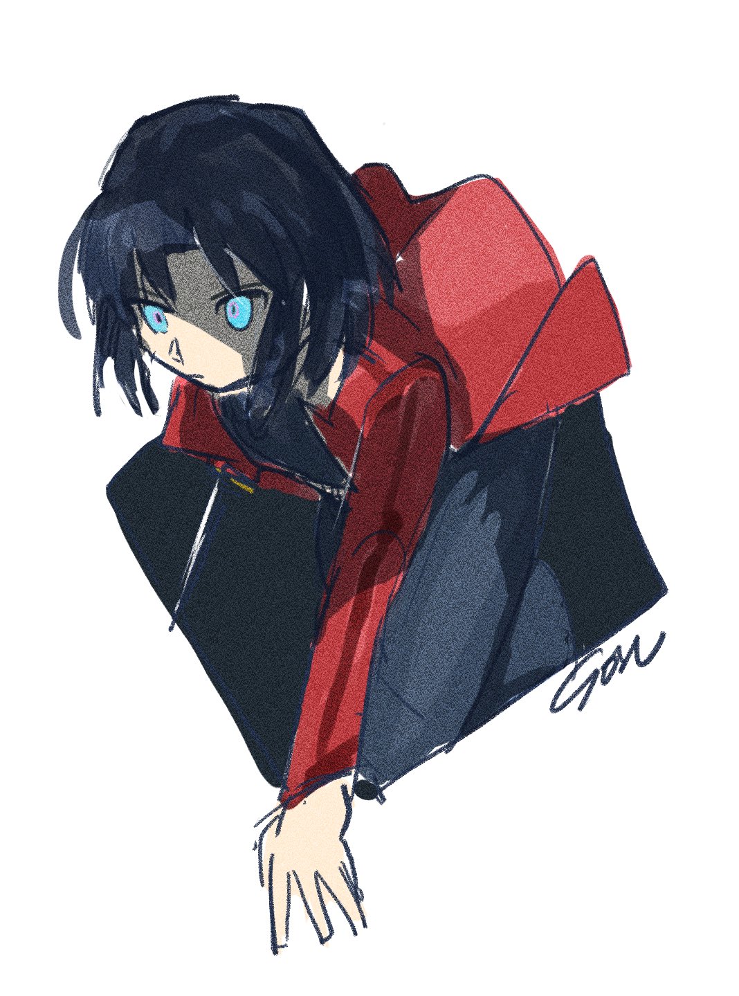 Safebooru - 1girl black hair blue eyes highres jacket japanese clothes ...