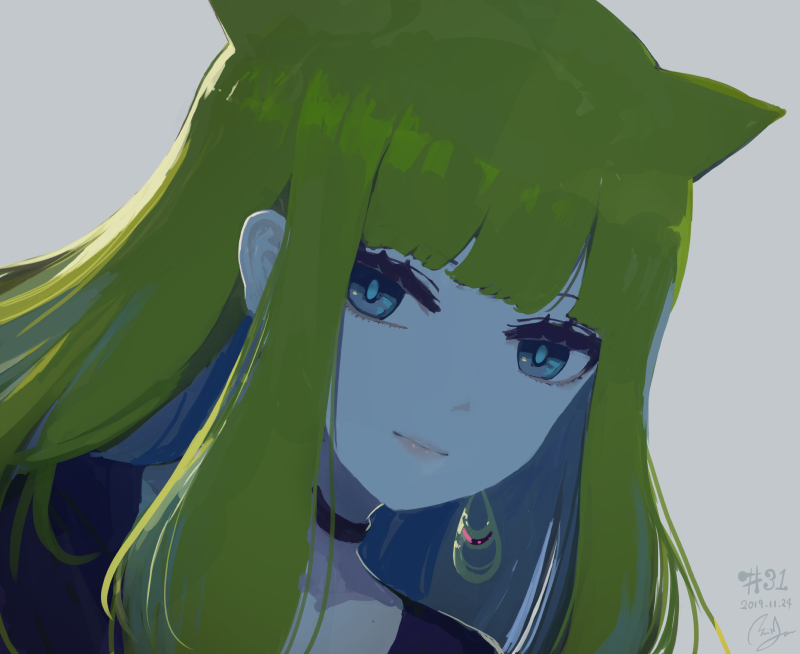 Safebooru - 1girl animal ears bangs black choker blue eyes choker closed mouth commentary ...