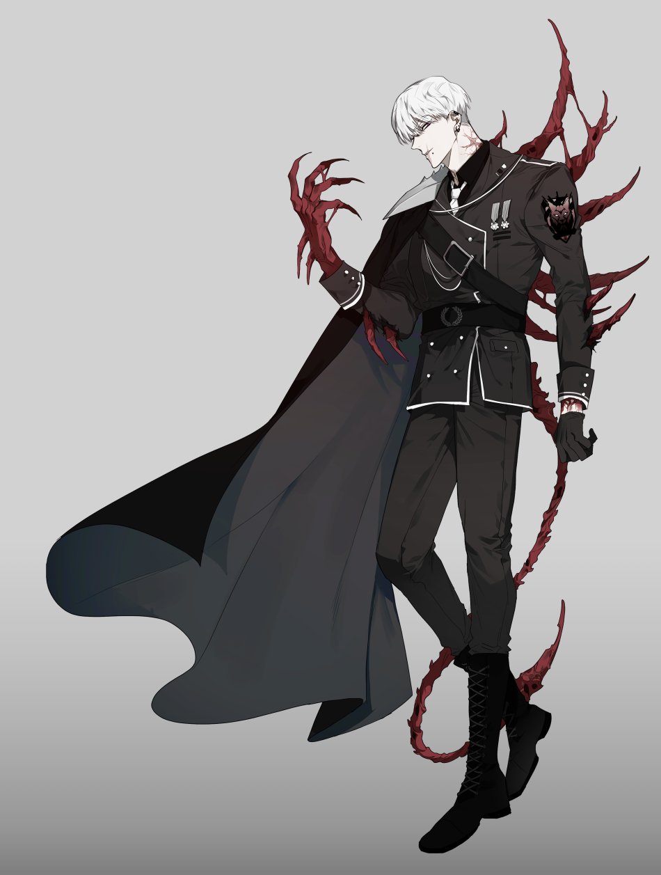 Safebooru - 1boy badge black footwear black gloves black legwear boots ...