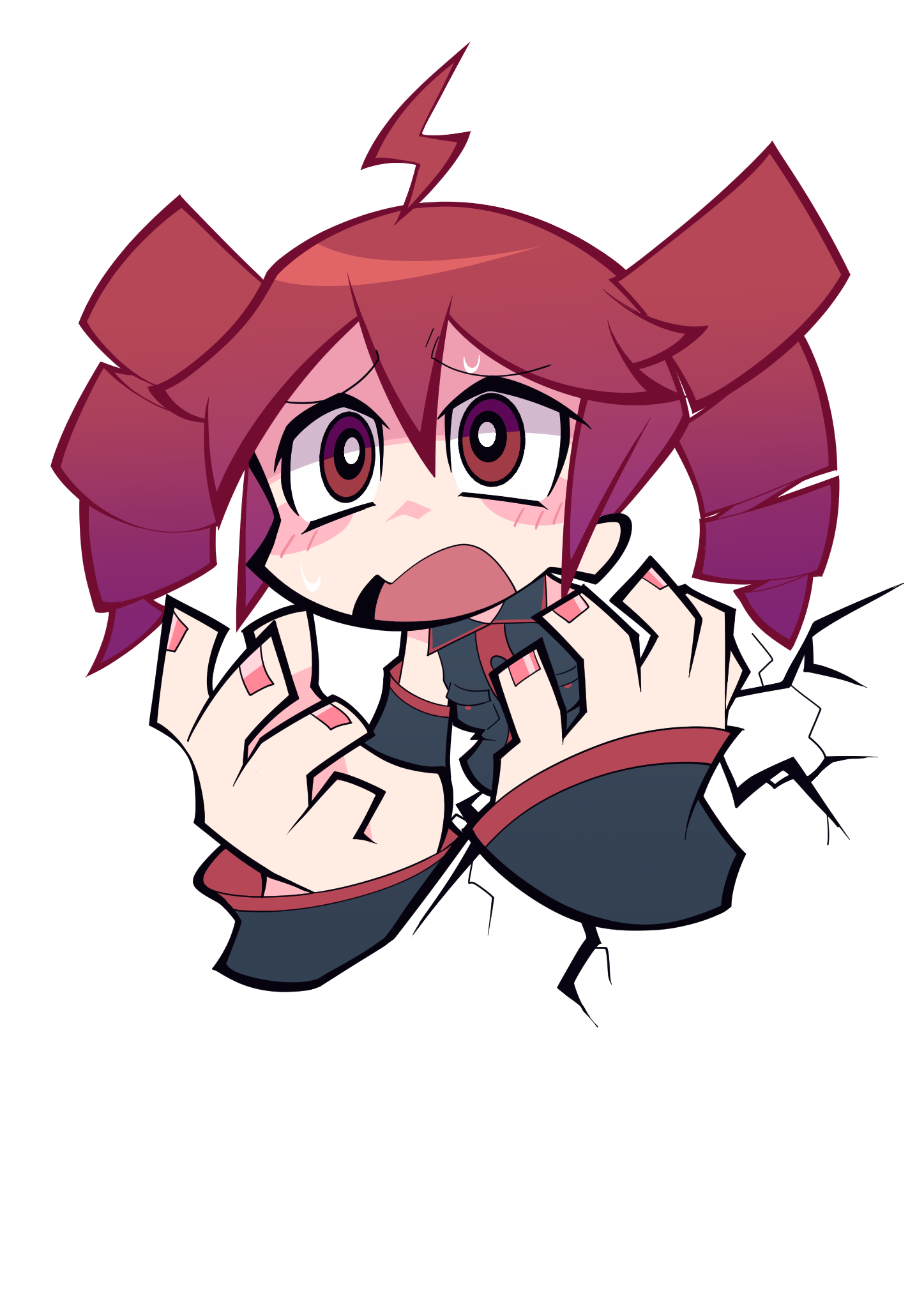 Safebooru - 1girl ahoge blush crack cracked wall drill hair highres ...