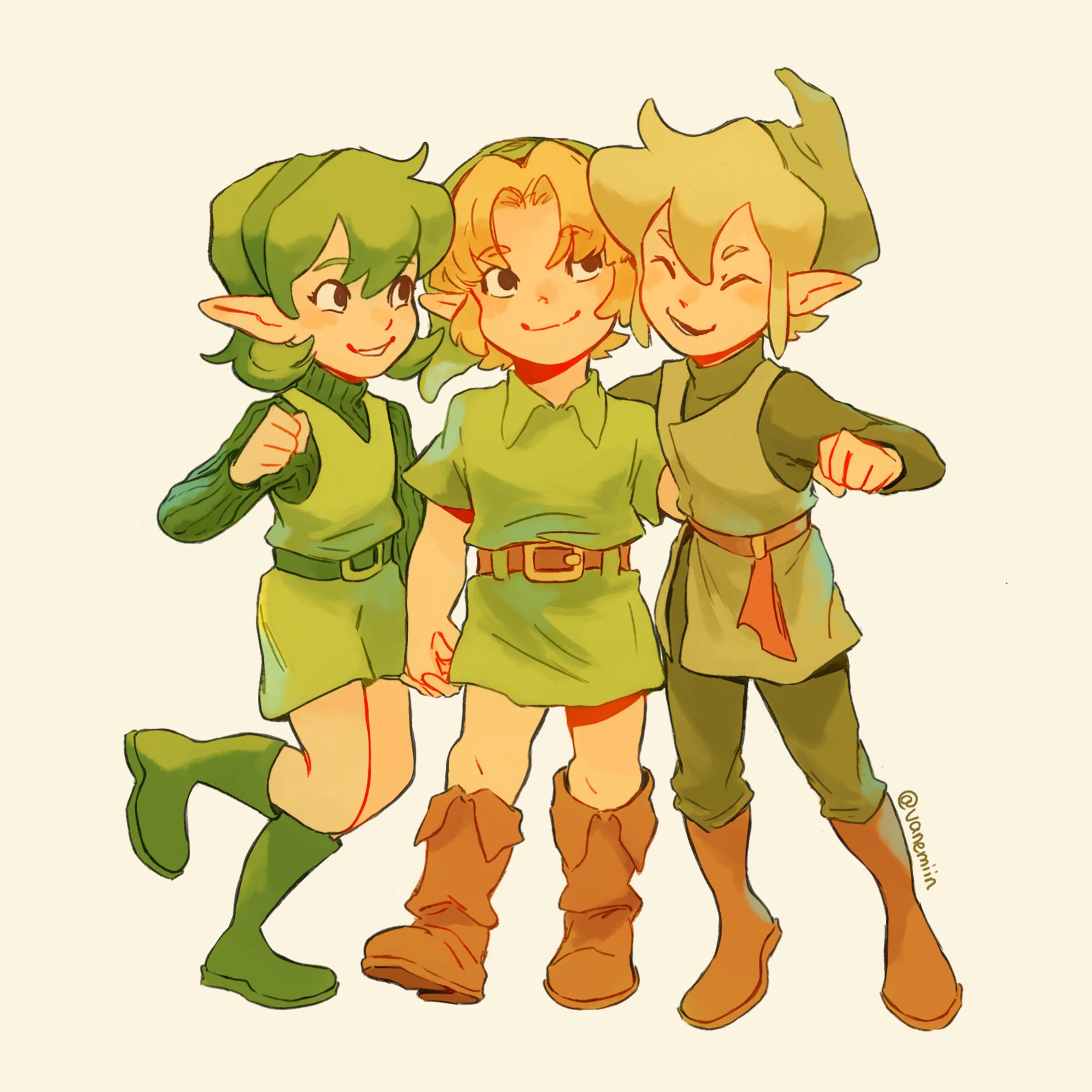 Safebooru - 1girl 2boys artist name belt blonde hair boots brown belt brown boots closed eyes ...