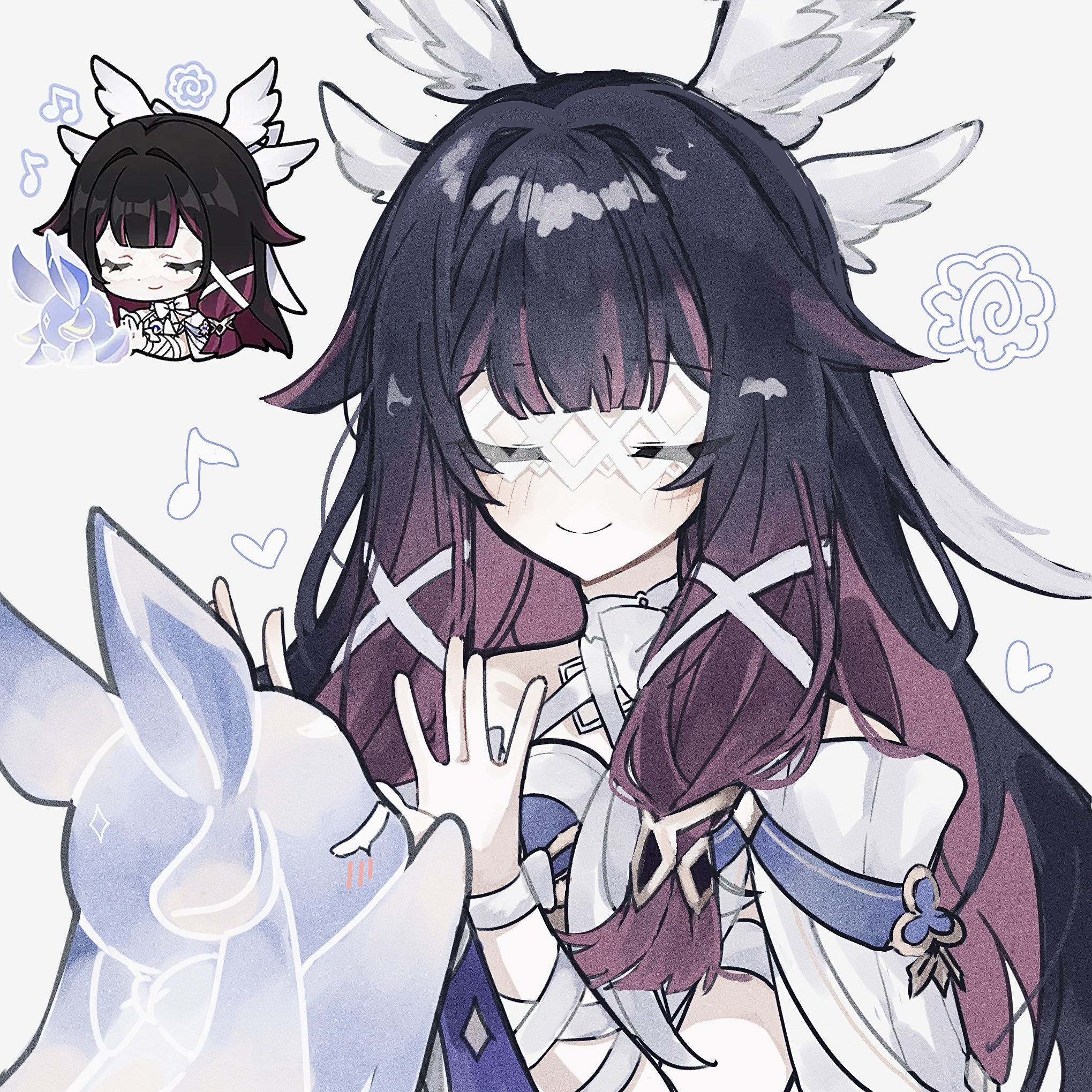 Safebooru - 1girl bare shoulders black hair blunt bangs blush closed ...