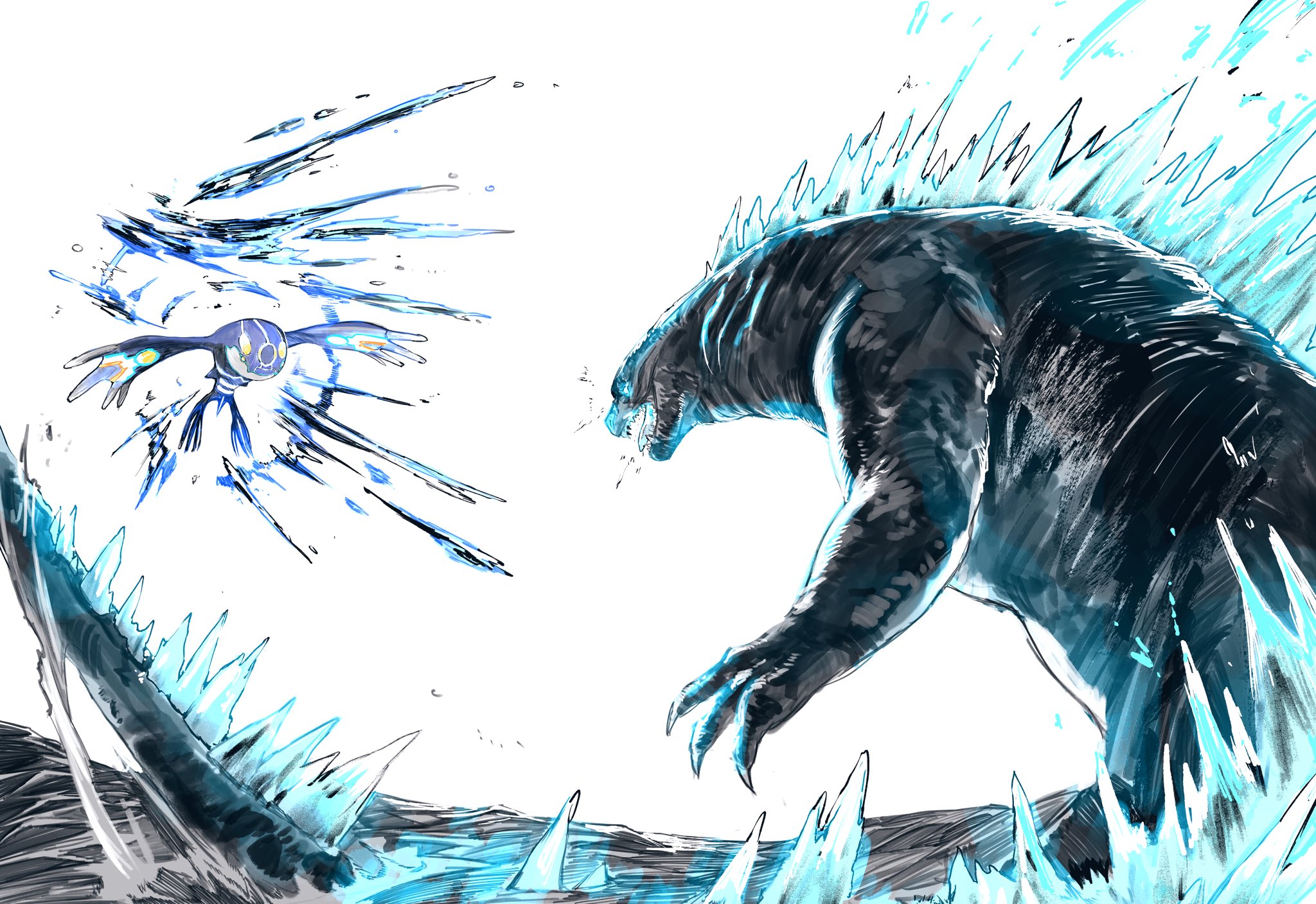 Safebooru - battle blue eyes claws crossover glowing glowing eyes ...