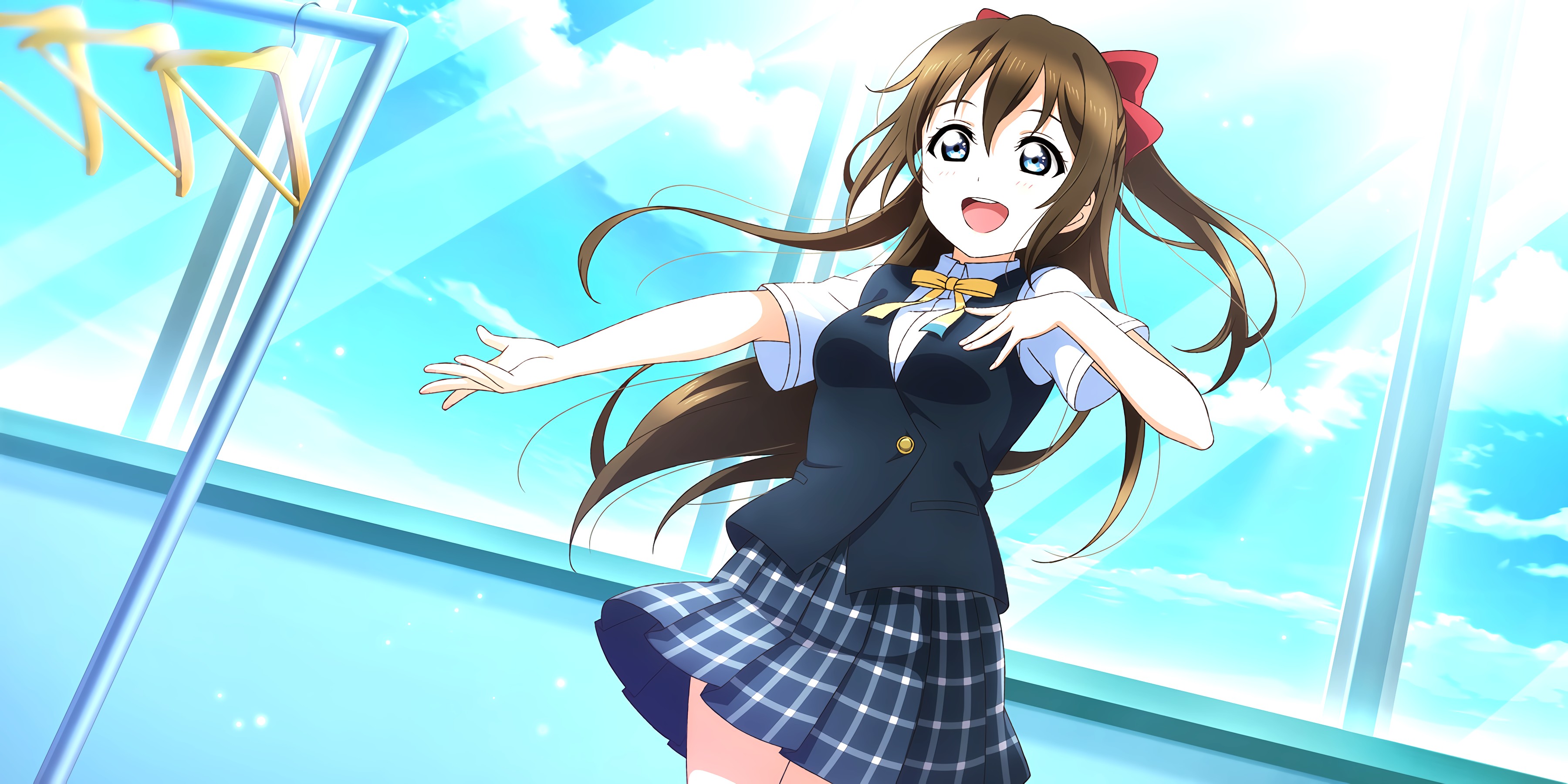 Safebooru Blue Eyes Blush Brown Hair Dress Long Hair Love Live 7173