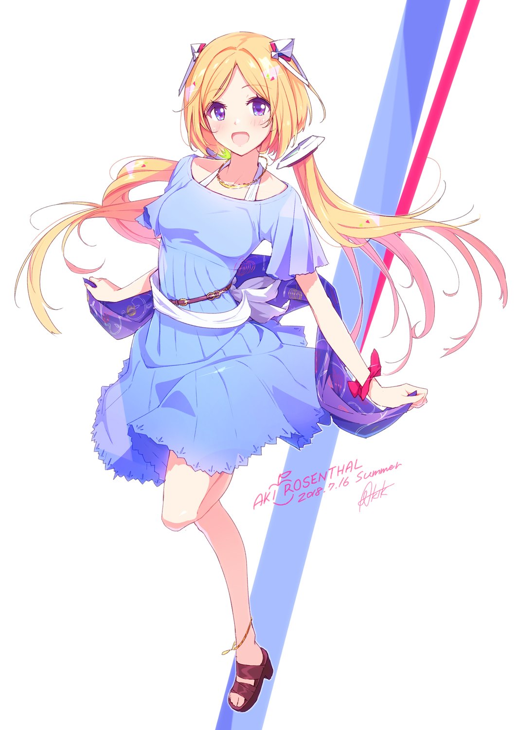 Safebooru - 1girl aki rosenthal alternate costume apple print azumi akitake bangs blonde hair ...