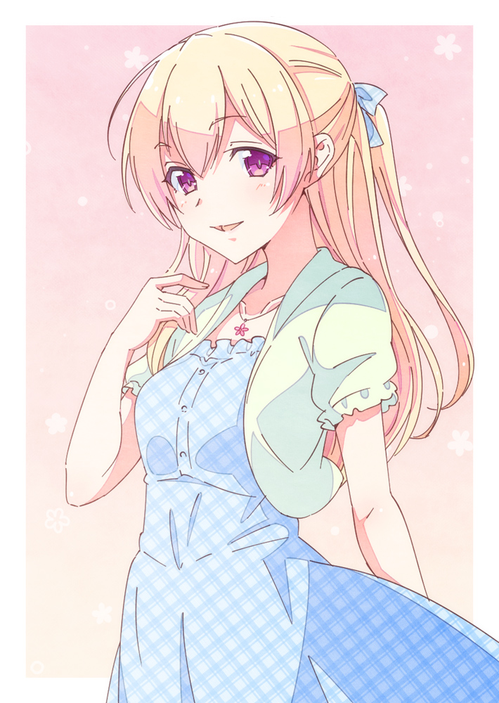 Safebooru - 1girl :d bang dream! bangs blonde hair blue dress blue ribbon dress e20 frilled ...