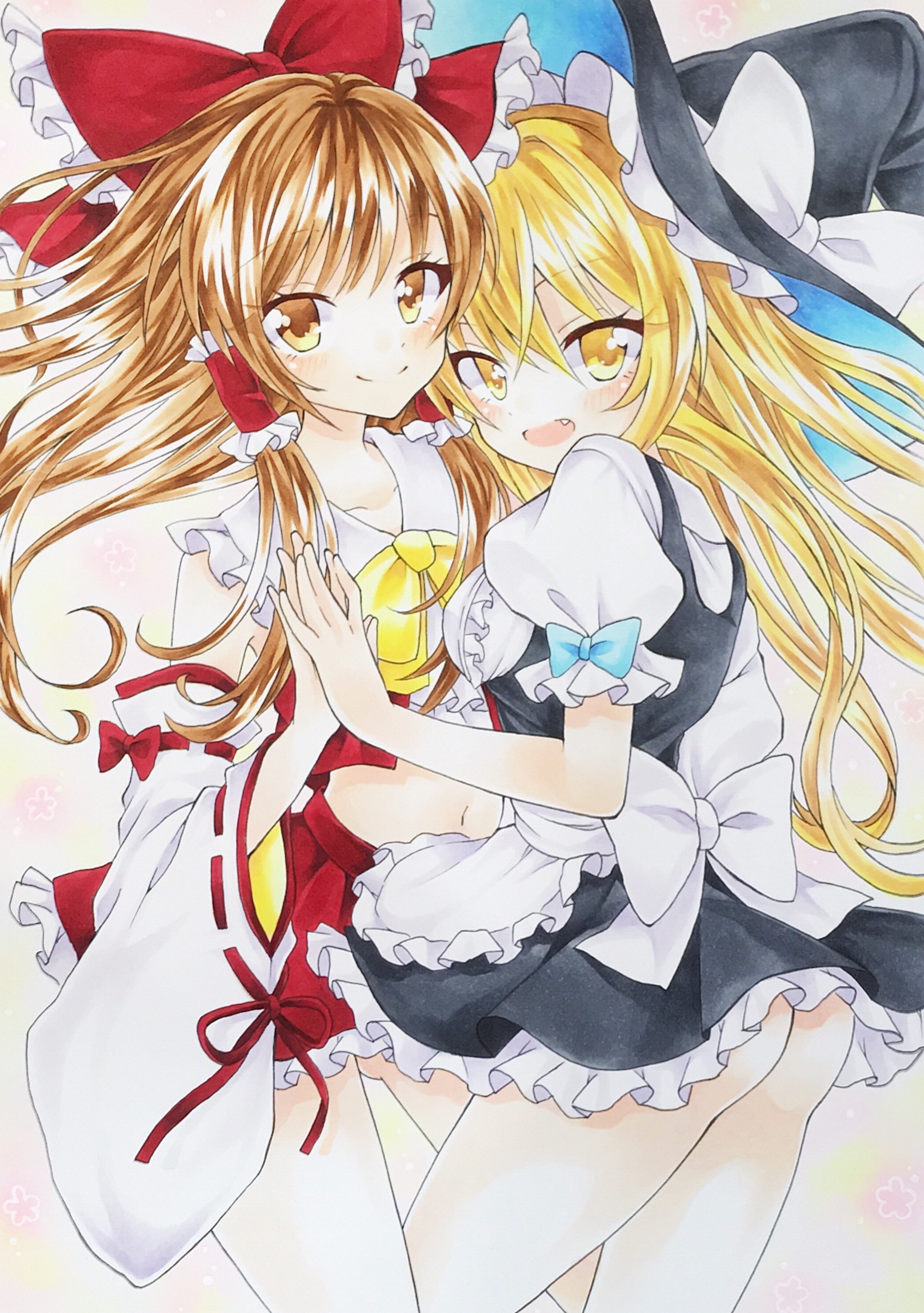 Safebooru - 2girls absurdres ass back bow black headwear black skirt blonde hair bow brown eyes ...