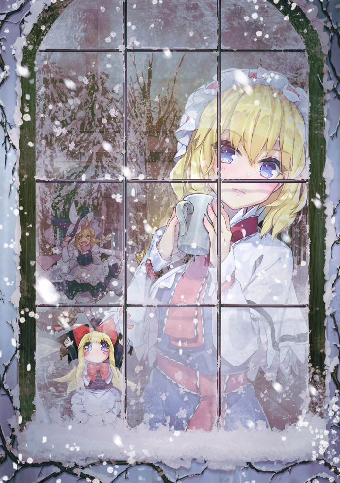 Safebooru - 3girls alice margatroid apron arm up bangs black dress black headwear black skirt ...