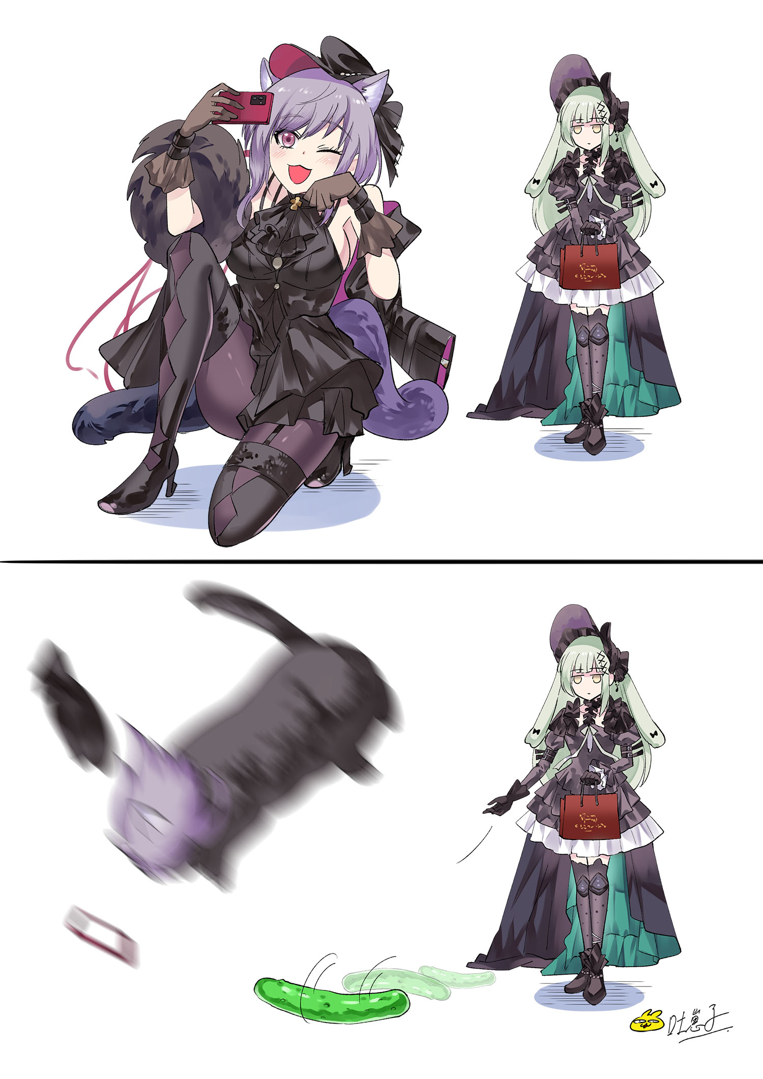 Safebooru - 2girls animal ears arknights bang dream! bang dream! it's mygo!!!!! black bonnet ...