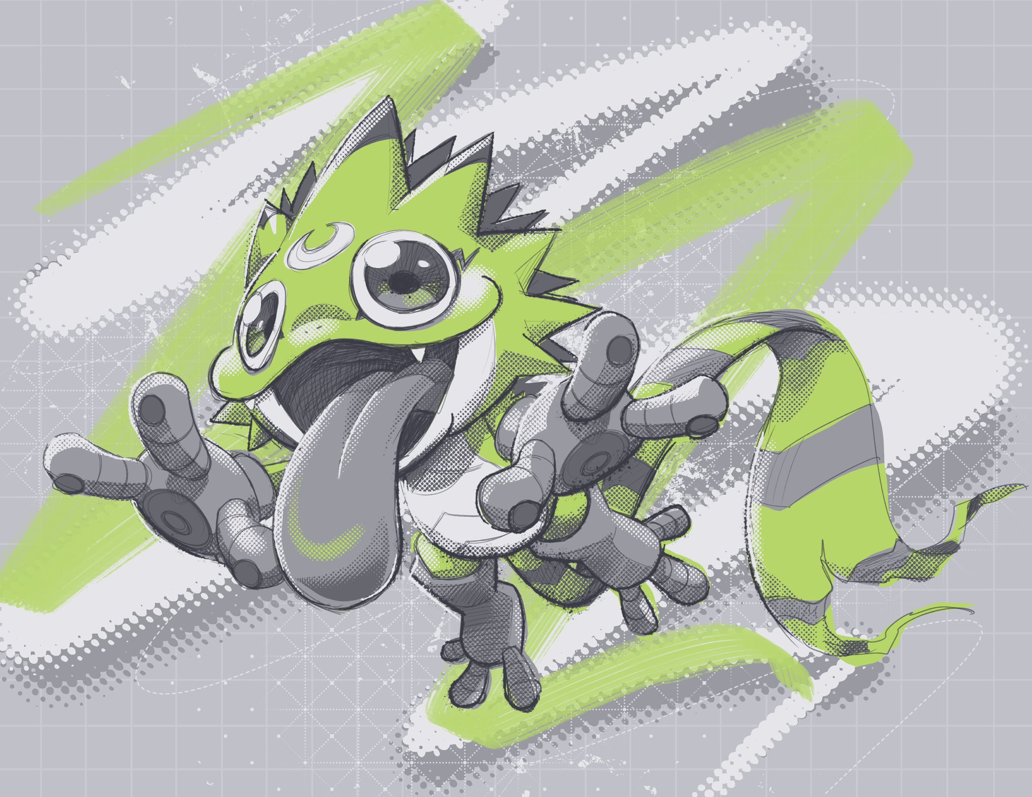 Safebooru - chalk (chalkmoo) digimon digimon (creature) full body gecko ...