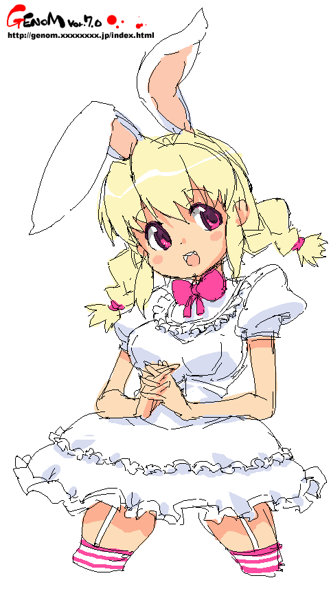 Safebooru - blonde hair blush bow braid bunny ears dress garter belt ...