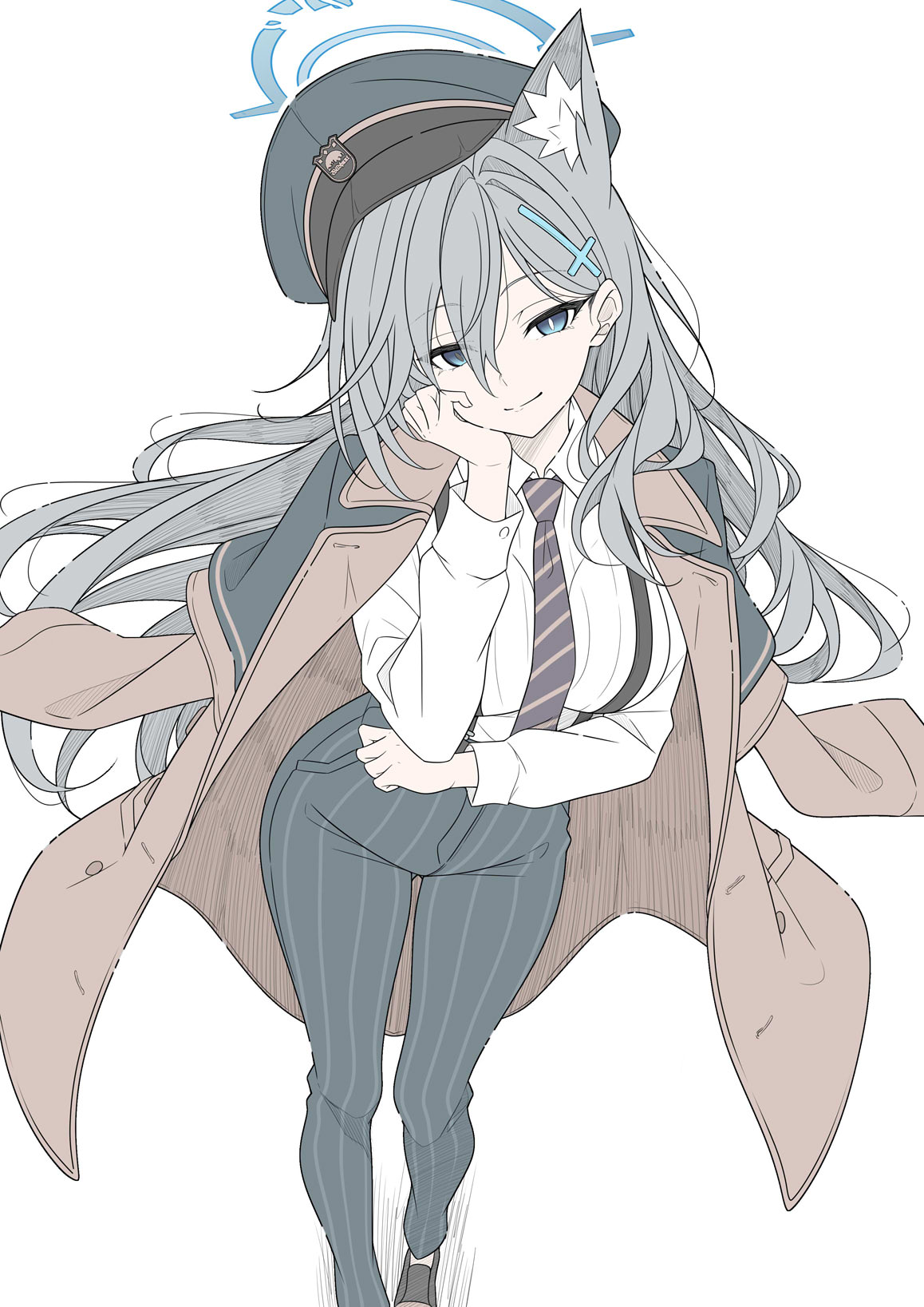 Safebooru - 1girl alternate costume black pants blue archive blue eyes blue hat bright pupils ...