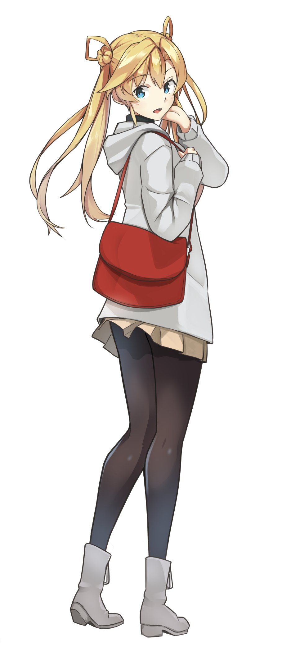 Safebooru - 1girl abukuma (kantai collection) bag black legwear blonde hair blue eyes blush ...