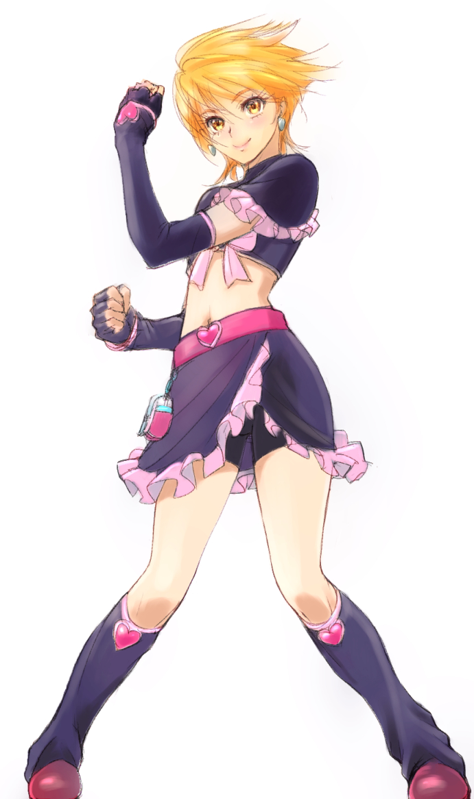 Safebooru - 1girl belt bike shorts black capelet black gloves black shorts blonde hair capelet ...