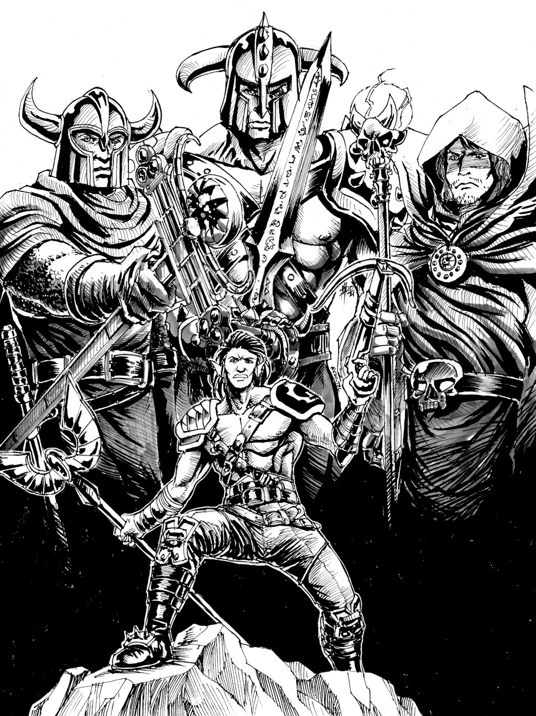 Safebooru - 4boys armor baratus (hexen) belt bloodscourge (hexen) boots ...