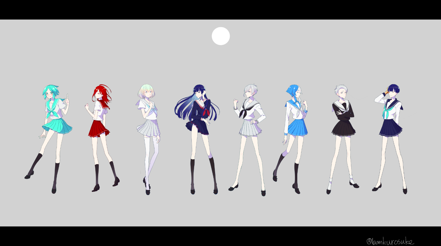Safebooru - 6+others ahoge androgynous antarcticite aqua eyes aqua hair aqua neckwear aqua ...