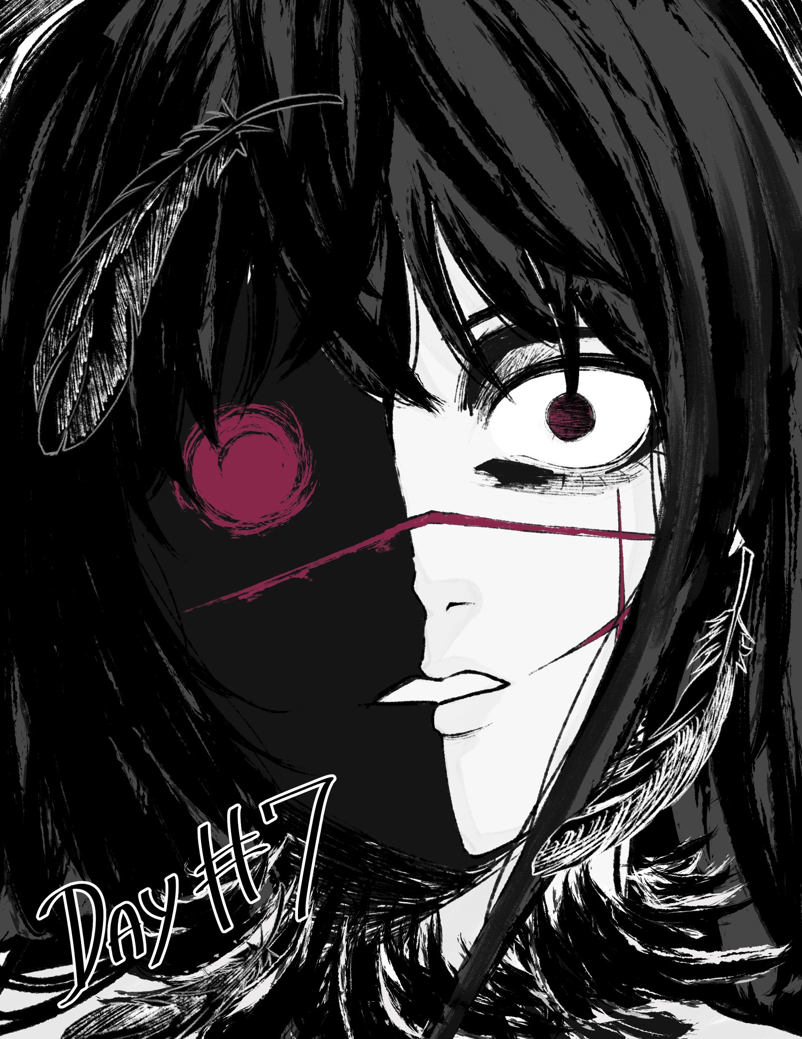 Safebooru - 1girl chainsaw man close-up feathers highres long hair ...