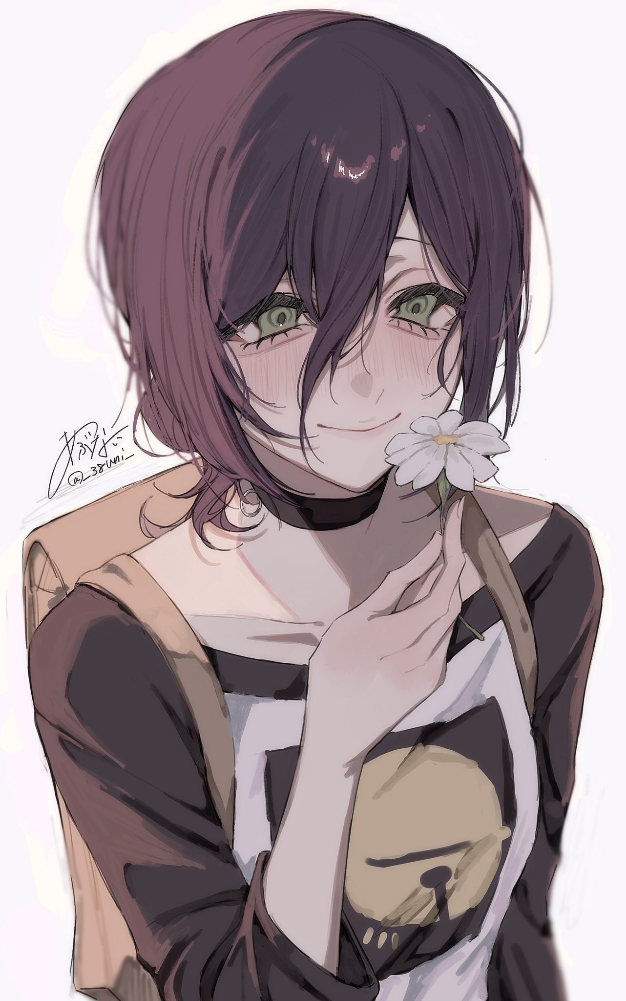 Safebooru - 1girl 38uii backpack bag black choker blush chainsaw man choker daisy (flower ...