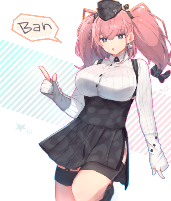 Safebooru - 1girl anchor hair ornament atlanta (kantai collection) bangs black skirt breasts ...