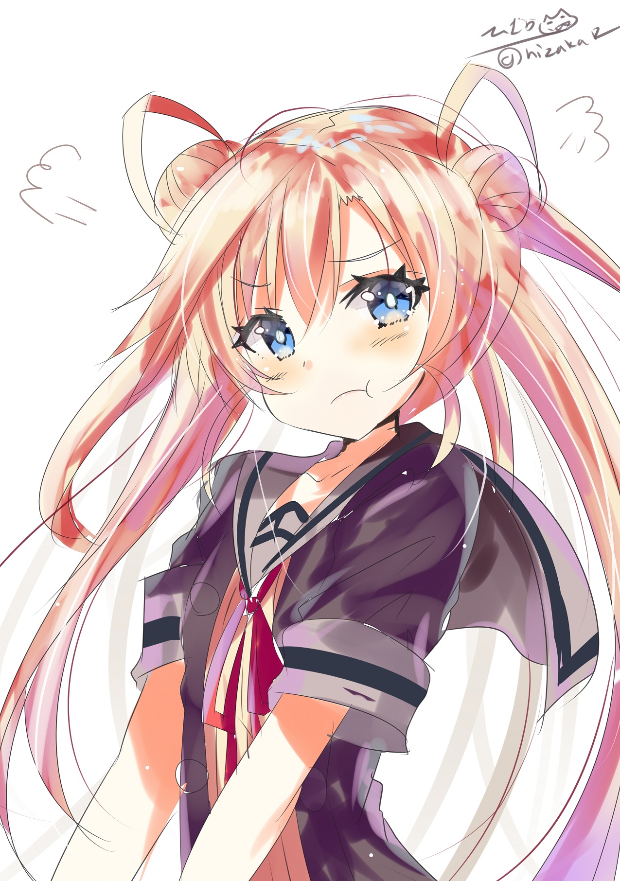 Safebooru - 1girl abukuma (kantai collection) angry black jacket blonde hair blue eyes blush ...