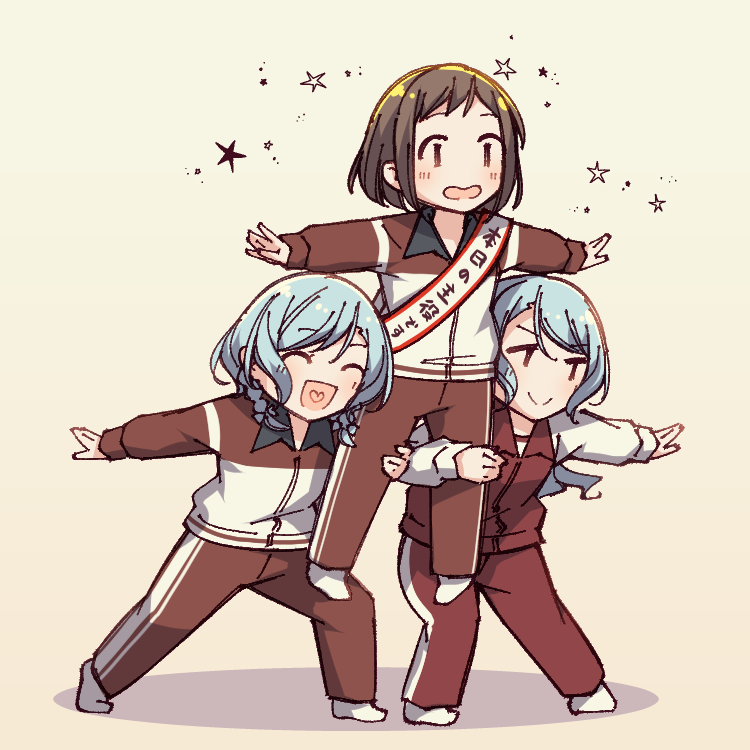 Safebooru - >:) 3girls ^ ^ aqua eyes ayasaka bang dream! bangs brown hair carrying closed eyes ...