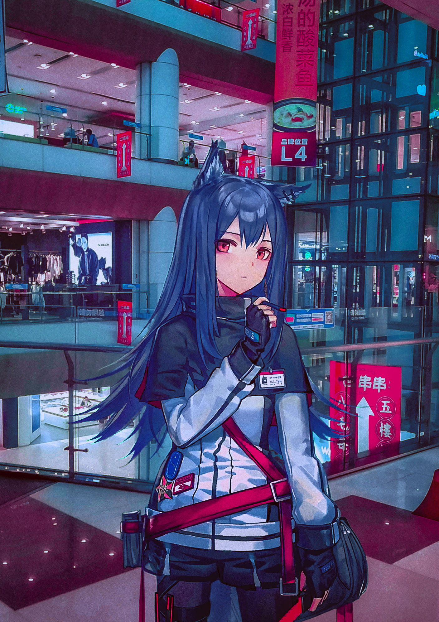 Safebooru - 1girl animal ear fluff animal ears arknights bangs belt black capelet black gloves ...