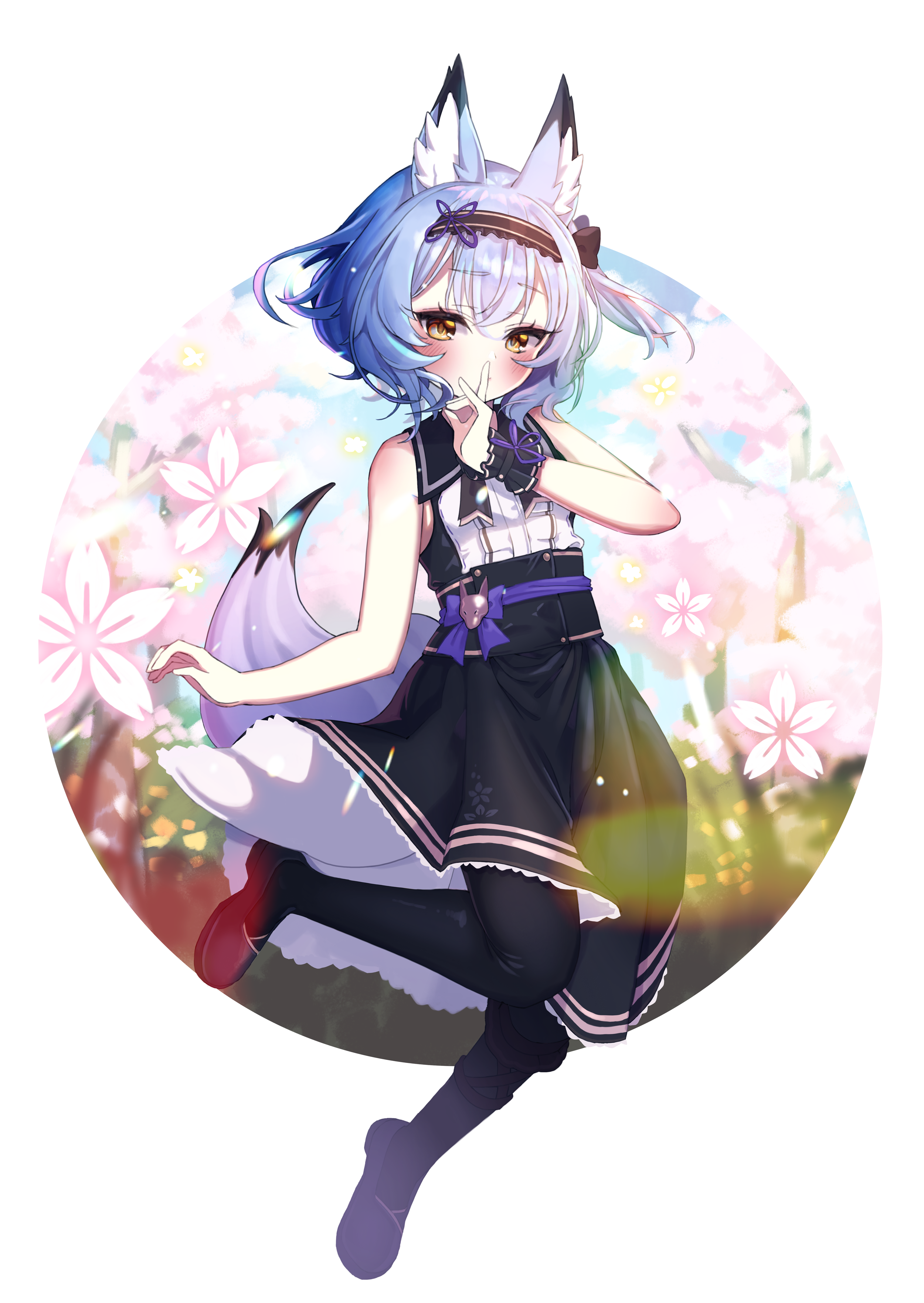 Safebooru - 1girl absurdres animal ear fluff animal ears blue hair ...