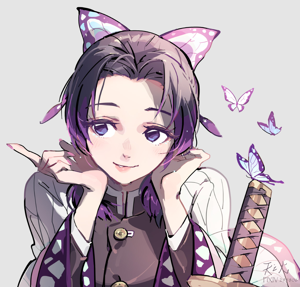 Safebooru - 1girl animal print bangs black hair bug butterfly butterfly hair ornament butterfly ...