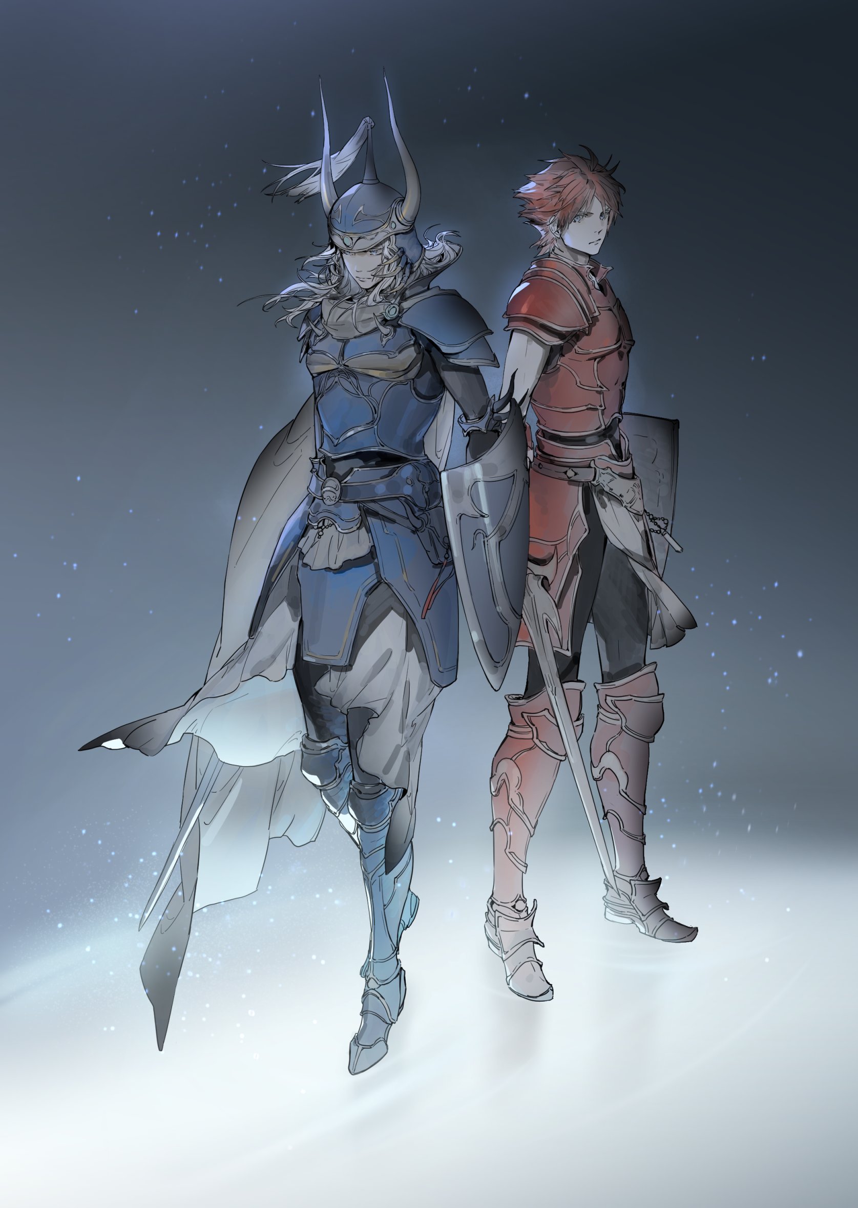 Safebooru - 2boys armor armored boots black pants blue armor boots ...