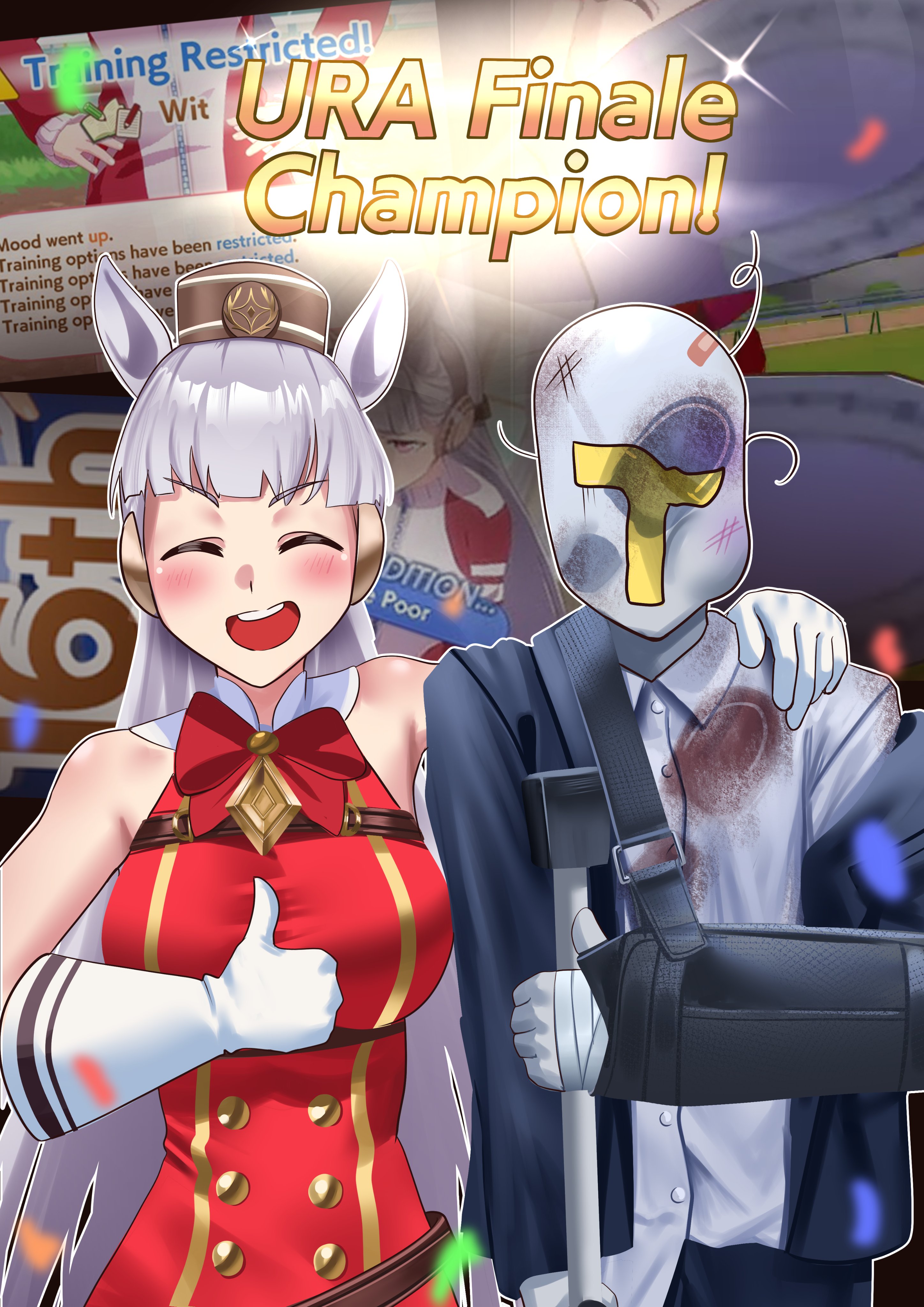 Safebooru - 1boy 1girl absurdres animal ears arm sling bandages black ...