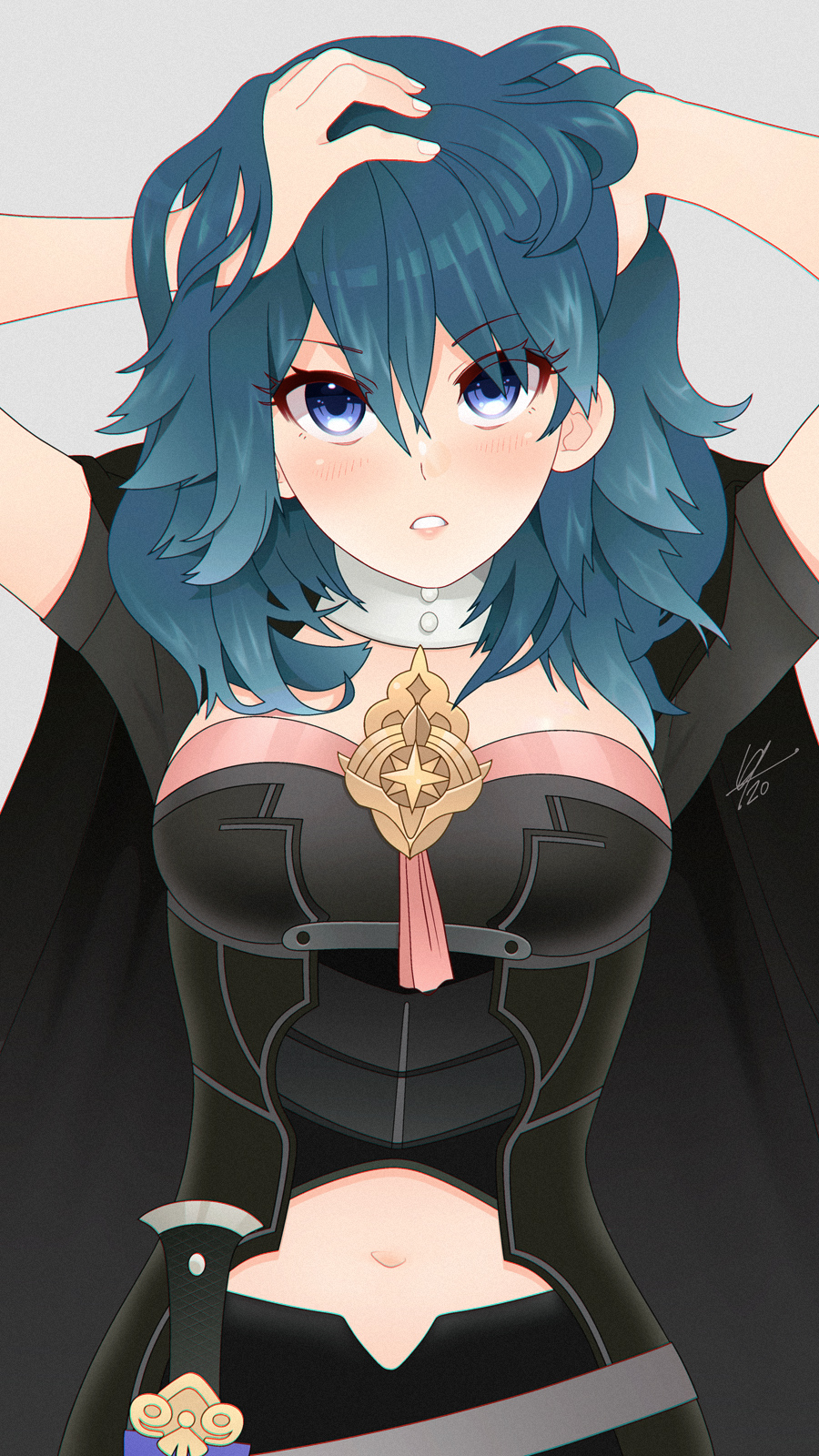 Safebooru - 1girl armor arms up blue eyes blue hair byleth (fire emblem) byleth eisner (female ...