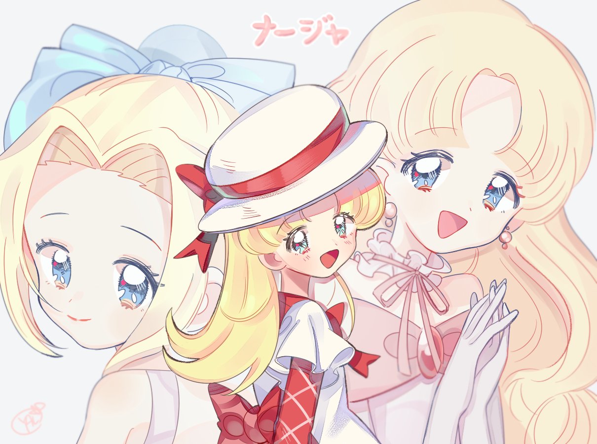 Safebooru - 1girl ashita no nadja back bow blonde hair blue bow blue eyes blush bow earrings ...