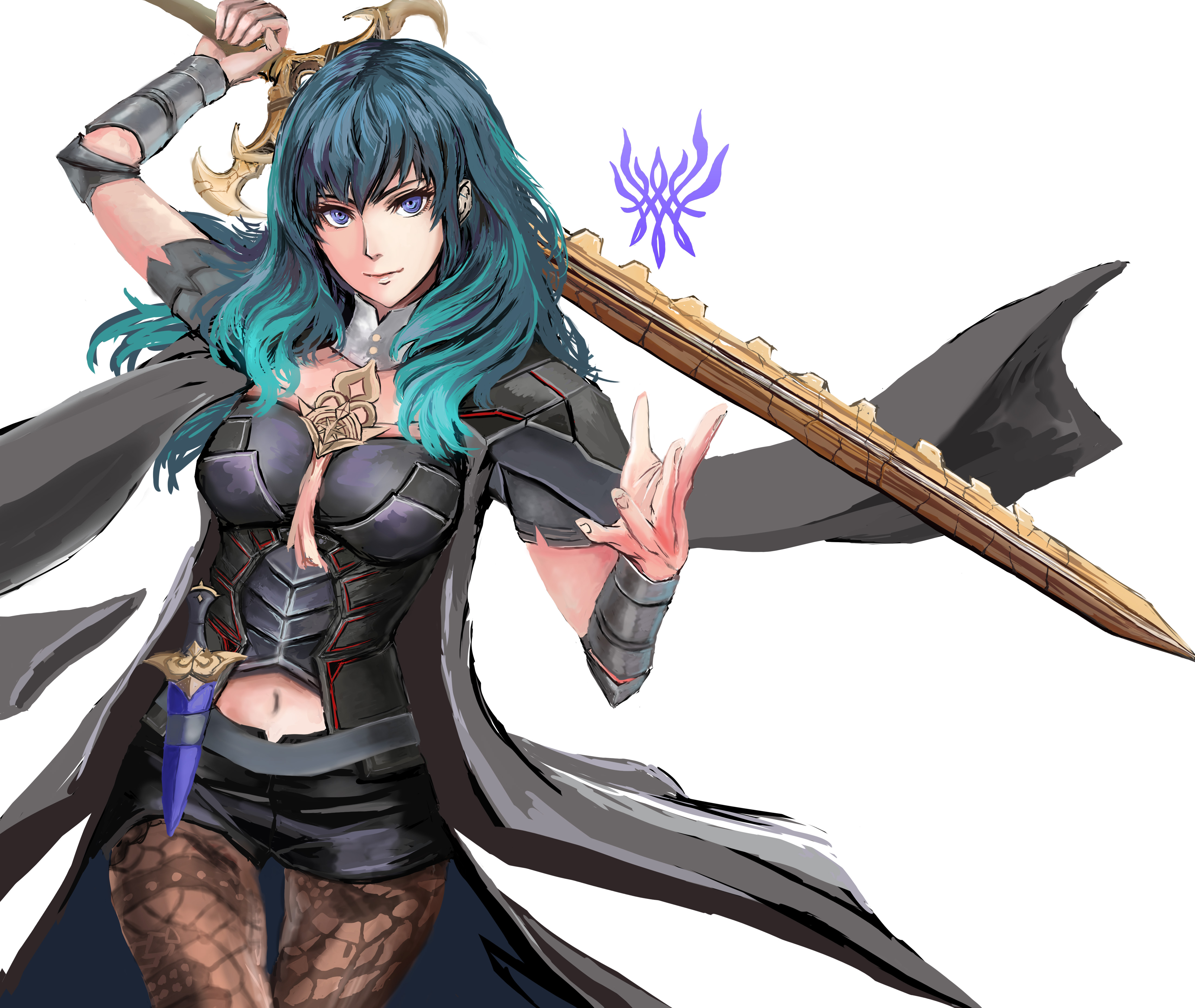 Safebooru - 1girl absurdres black shorts blue eyes blue hair byleth (fire emblem) byleth eisner ...