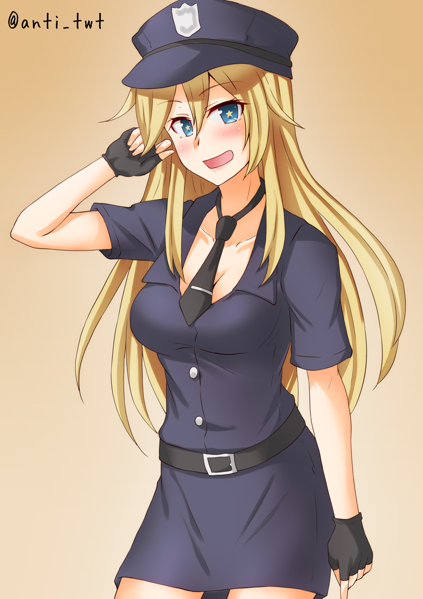 Safebooru - 1girl alternate costume anti (untea9) blonde hair blue eyes breasts dress gradient ...
