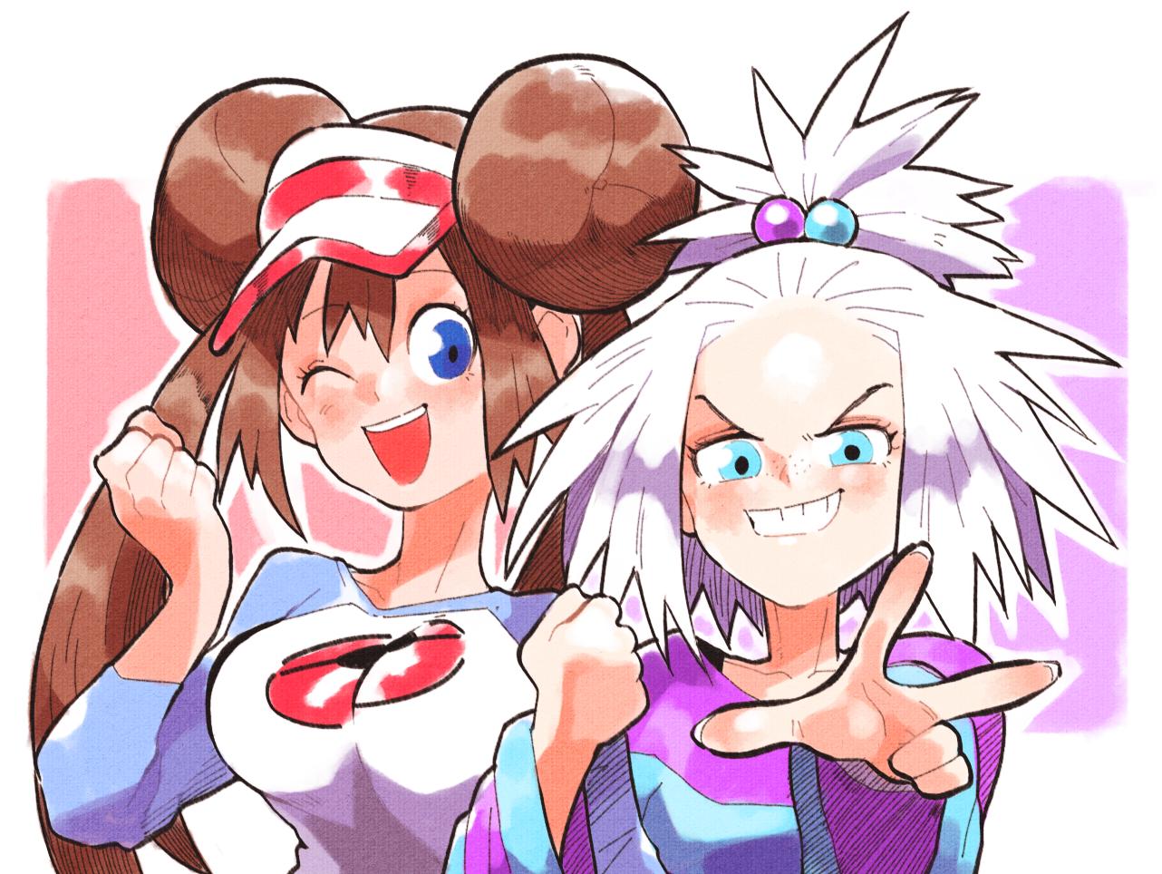 Safebooru - 2girls double bun freckles friends hair bobbles hair ...