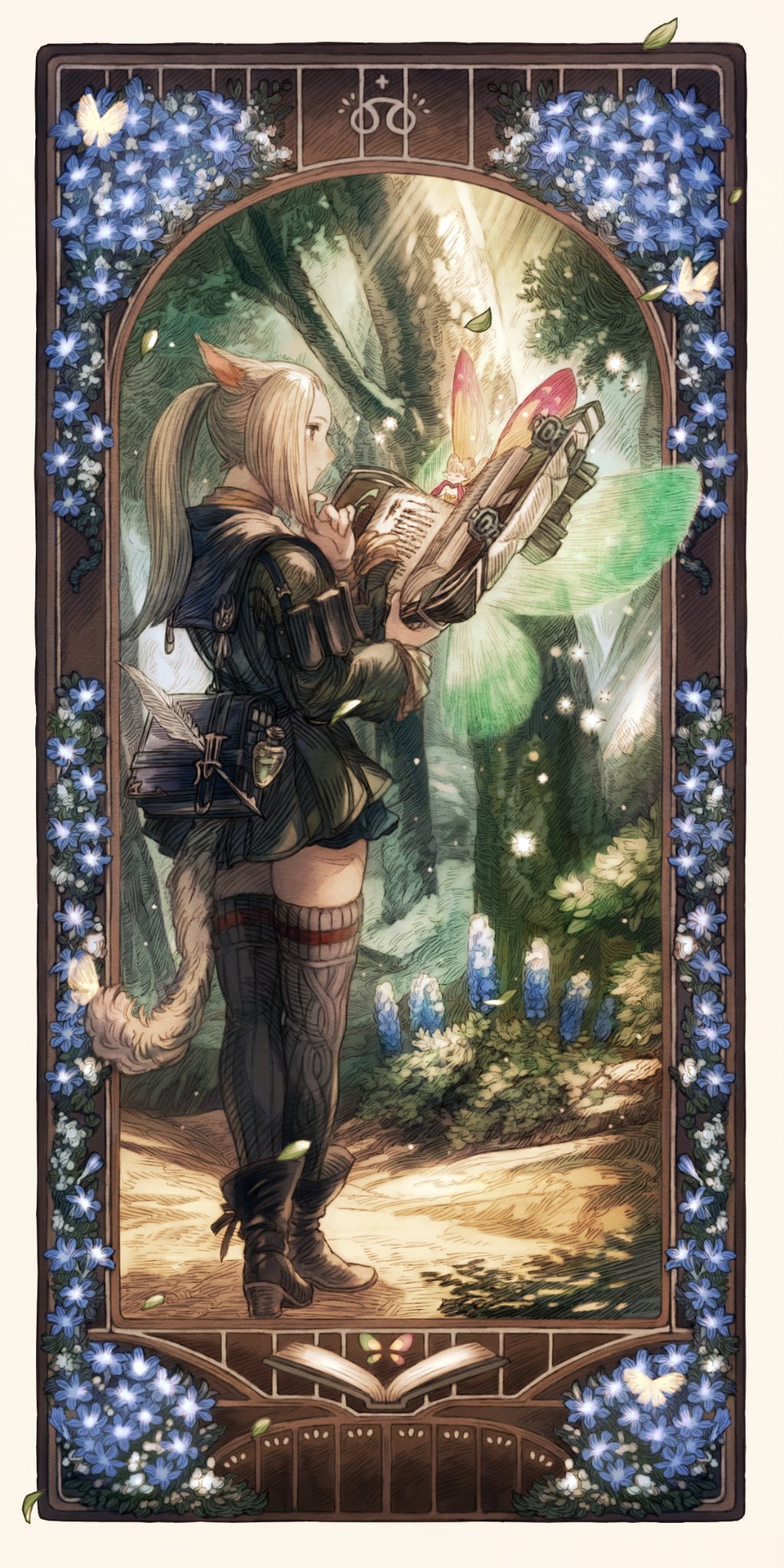 Safebooru - 2girls animal ears blonde hair book border cat ears cat ...