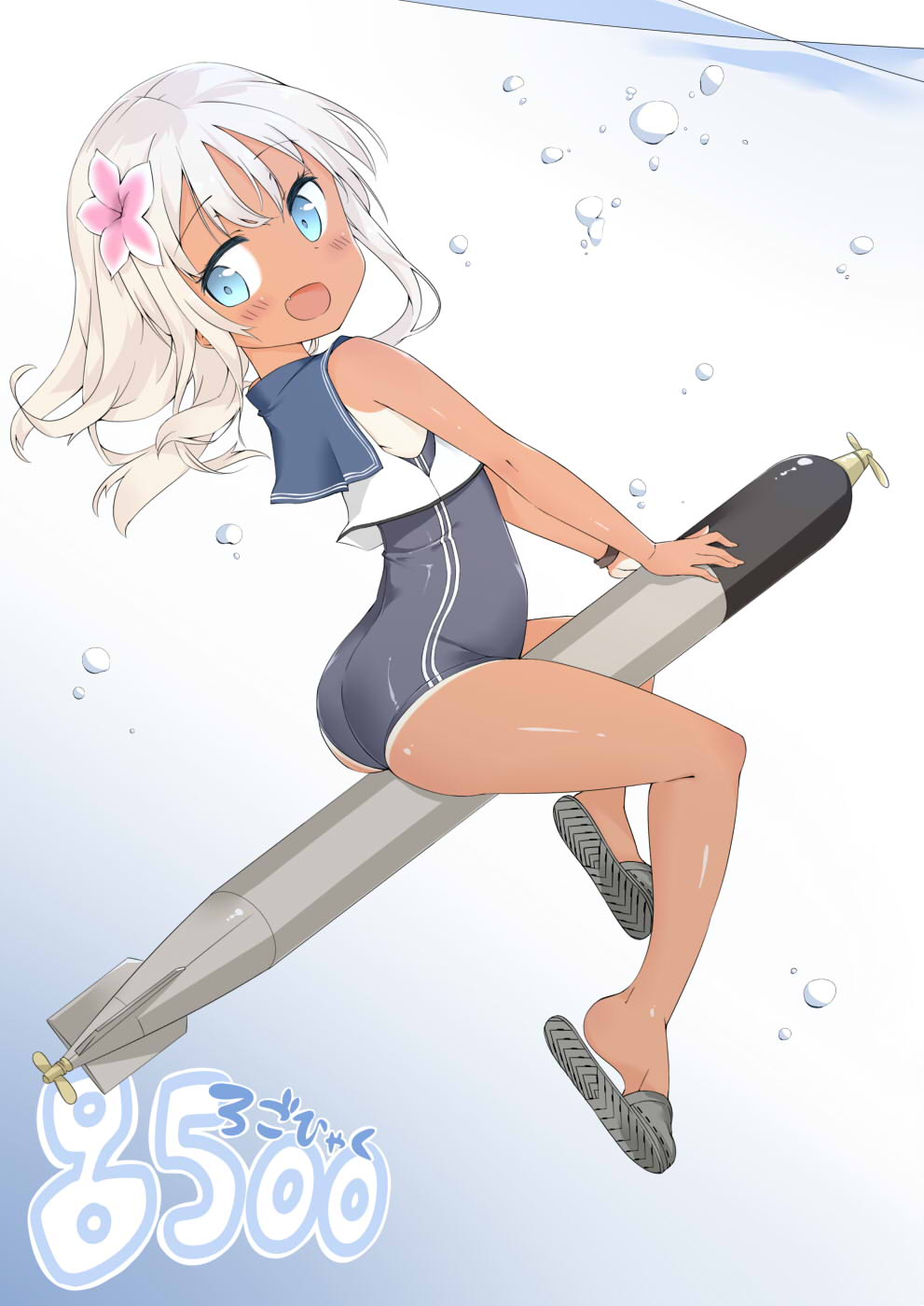 Safebooru - 1girl air bubble ass bangs bare arms bare legs bare shoulders blue eyes blush ...