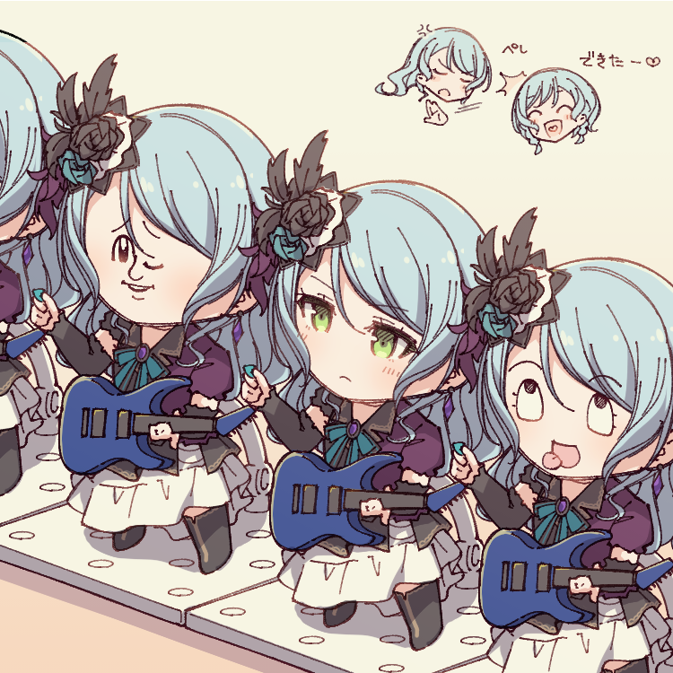 Safebooru - 2girls :p ;d anger vein aqua flower aqua hair aqua neckwear ayasaka bang dream ...