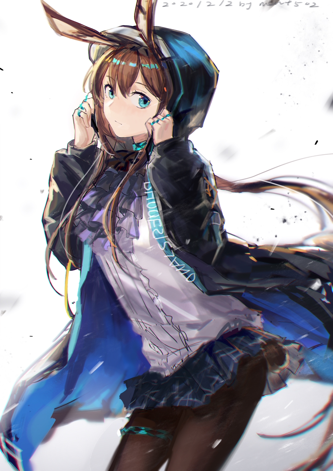 Safebooru - 1girl amiya (arknights) animal ears arknights ascot bangs black jacket black legwear ...