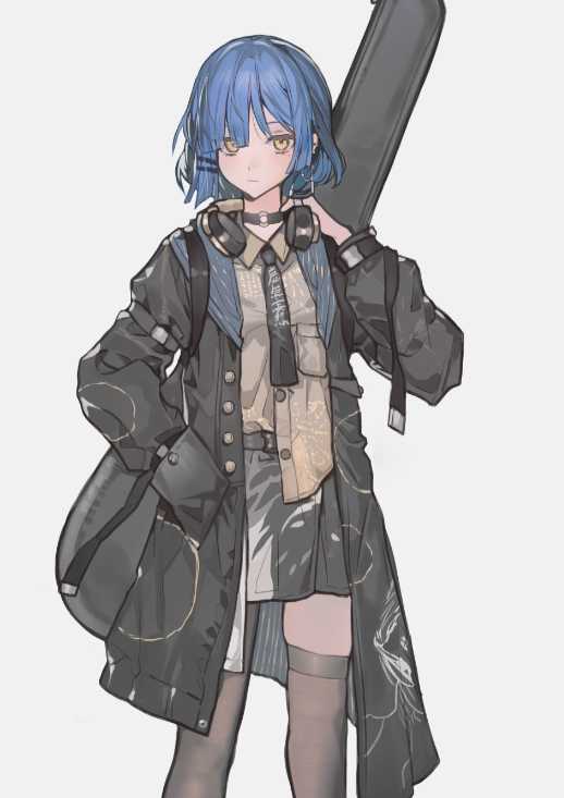 Safebooru - 1girl ajirui bangs black necktie black skirt blue hair bocchi the rock! closed mouth ...