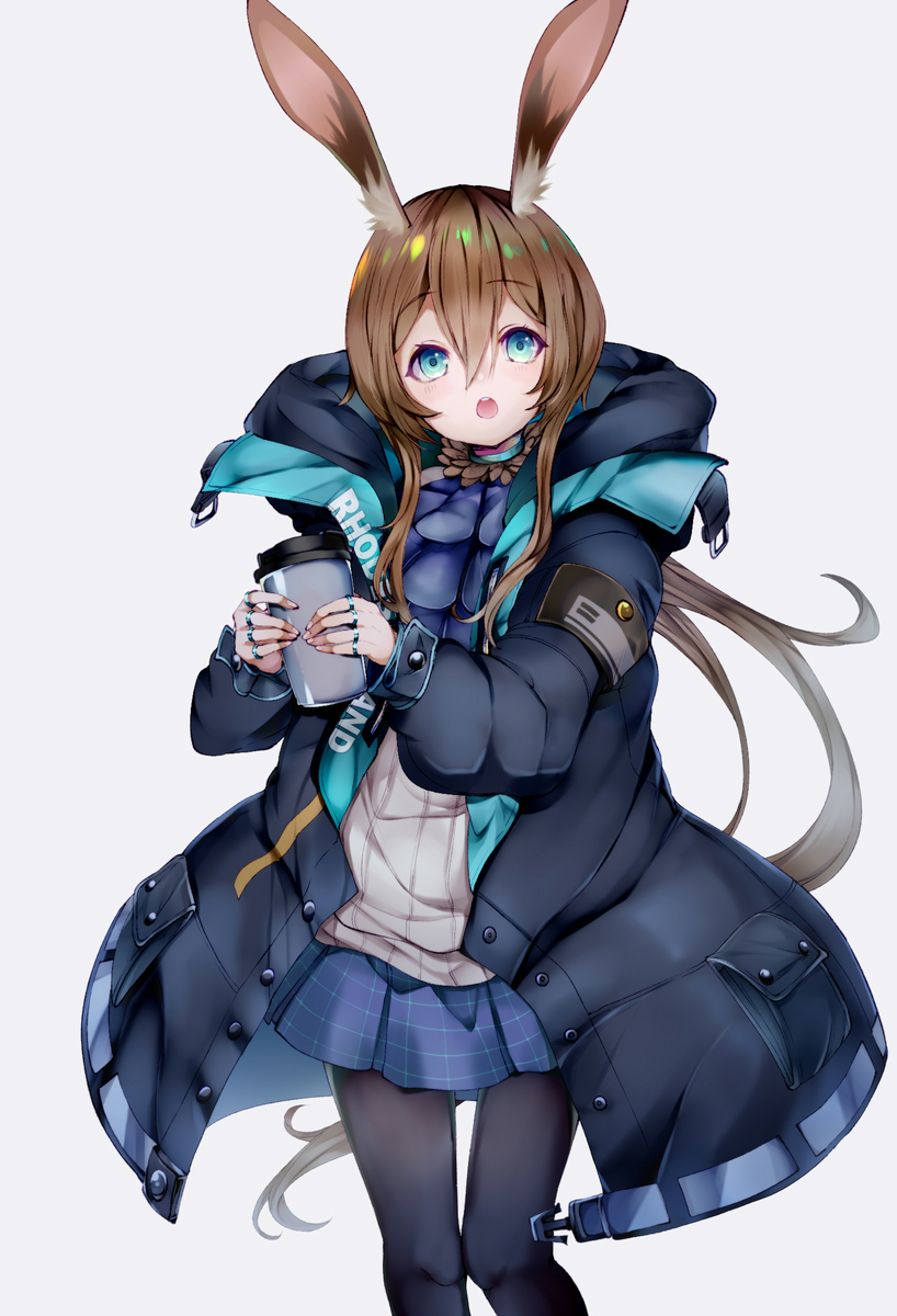 Safebooru - amiya (arknights) animal ears arknights ascot black jacket black legwear blue skirt ...
