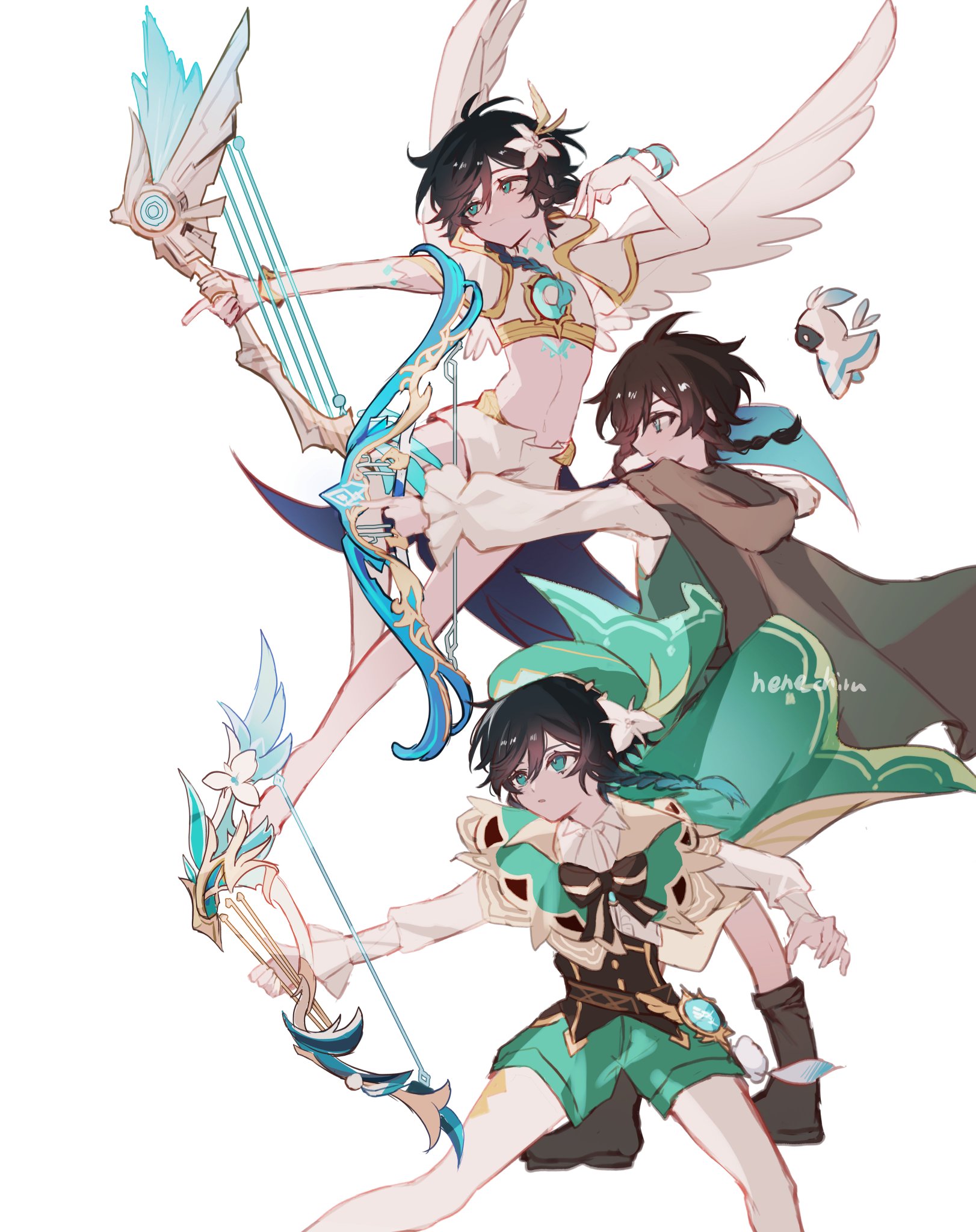 Safebooru - 3boys anemo symbol (genshin impact) artist name barbatos ...