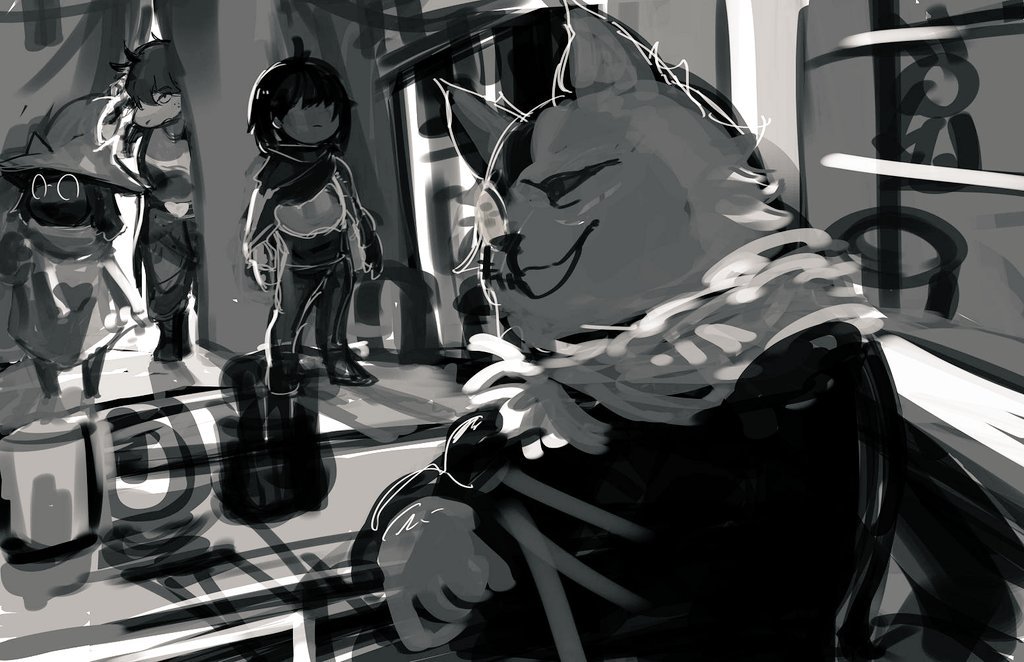 Safebooru - 1boy 1girl 1other 2019 2d ambiguous gender animal ears ...