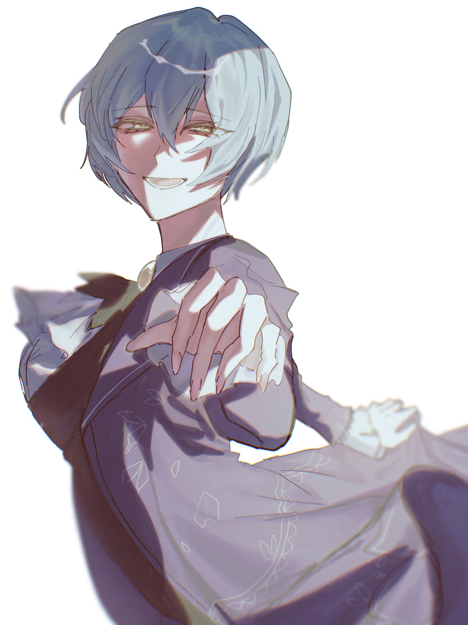 Safebooru - 1girl angela (project moon) blue coat blue hair coat dress ...